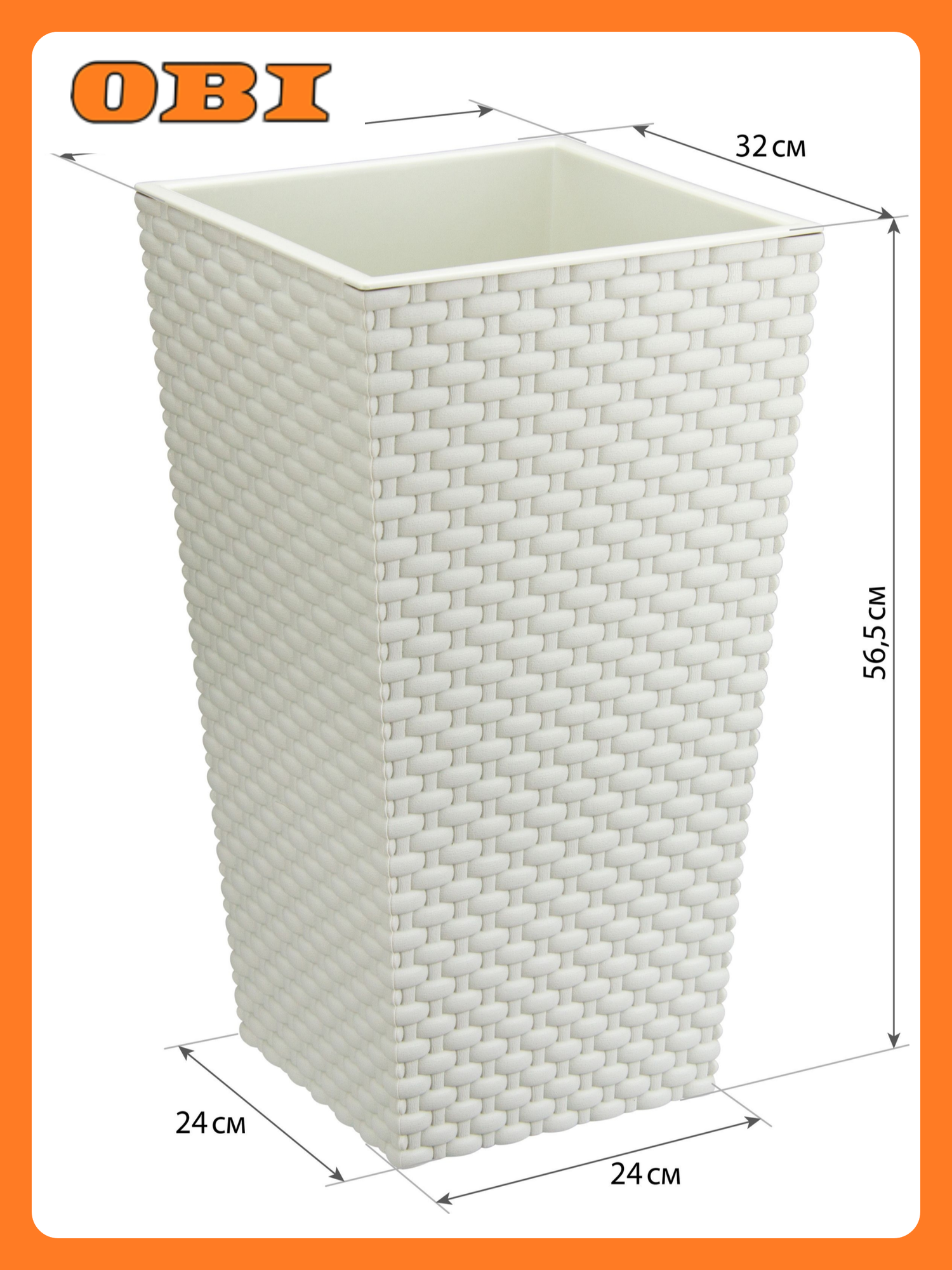 Кашпо IDEA D32, с поддоном, пластик, белое