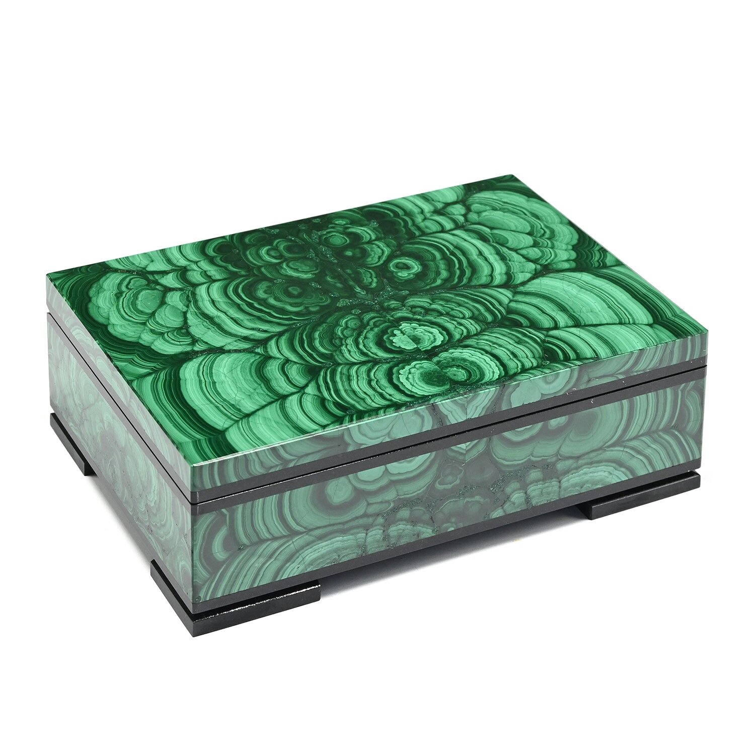 Шкатулка из натурального малахита "Эксклюзив" 140*90*47мм .