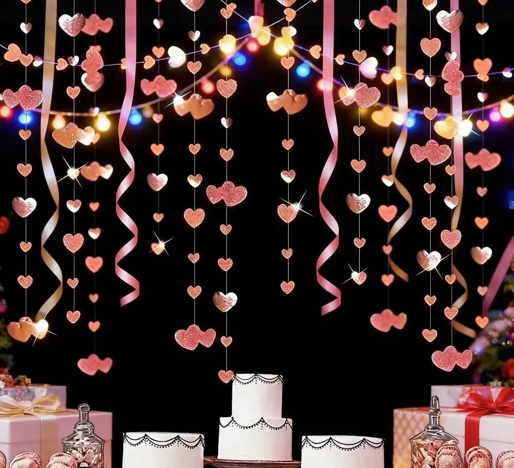 Гирлянда растяжка "сердечко", 400 см, 2 шт