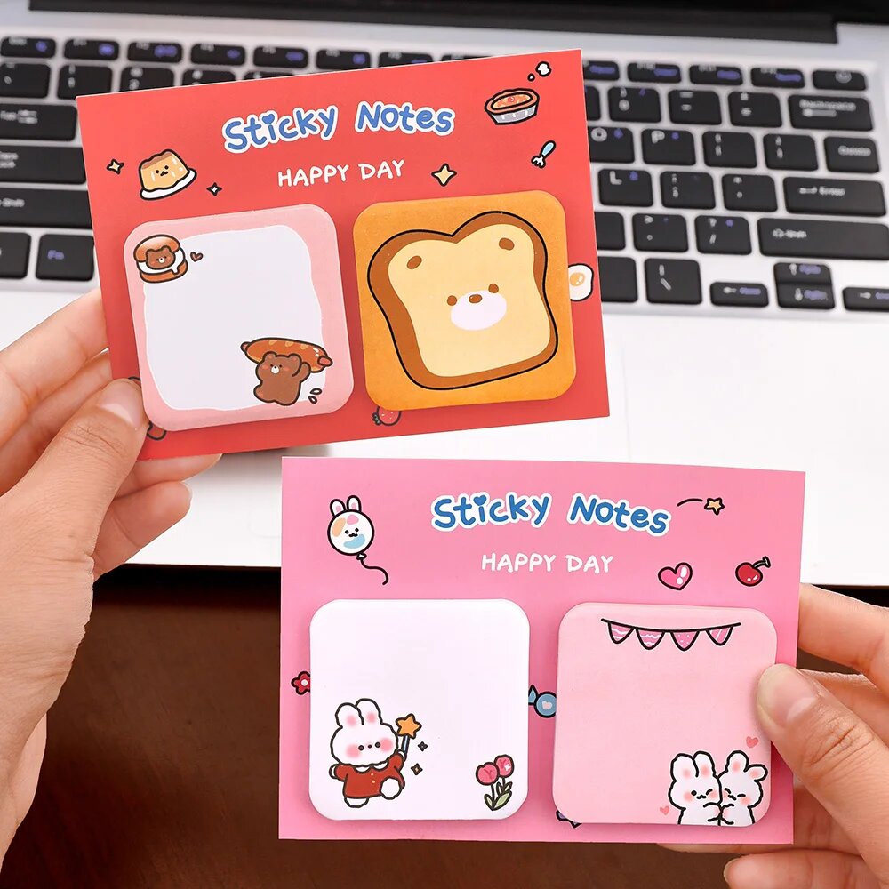 Розовый набор стикеров "Sticky Notes" с милыми зайчиками — фото 1