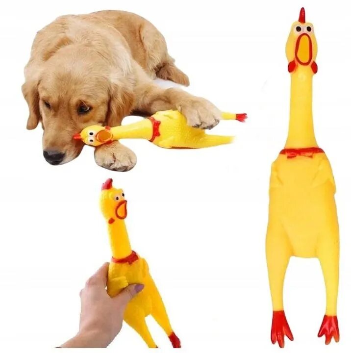 Игрушка-пищалка "Курица", для собак, антистресс, жёлтая, 17см