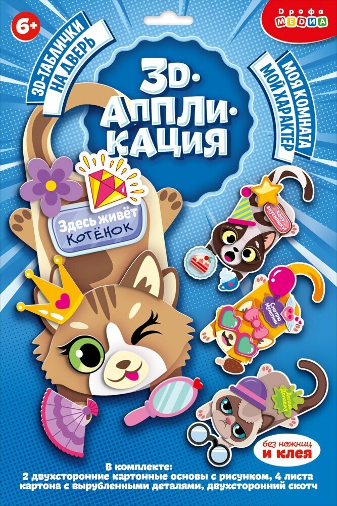 3D-аппликация Дрофа-Медиа "Классные кошки", таблички на дверь, 2 основы (4370)