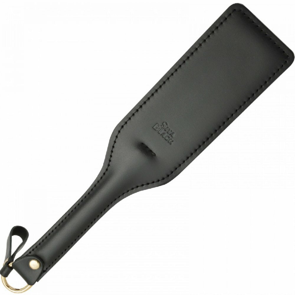 Шлепалка SitaBlack из натуральной кожи, черная, 30 см, для чувственных удовольствий и БДСМ практик