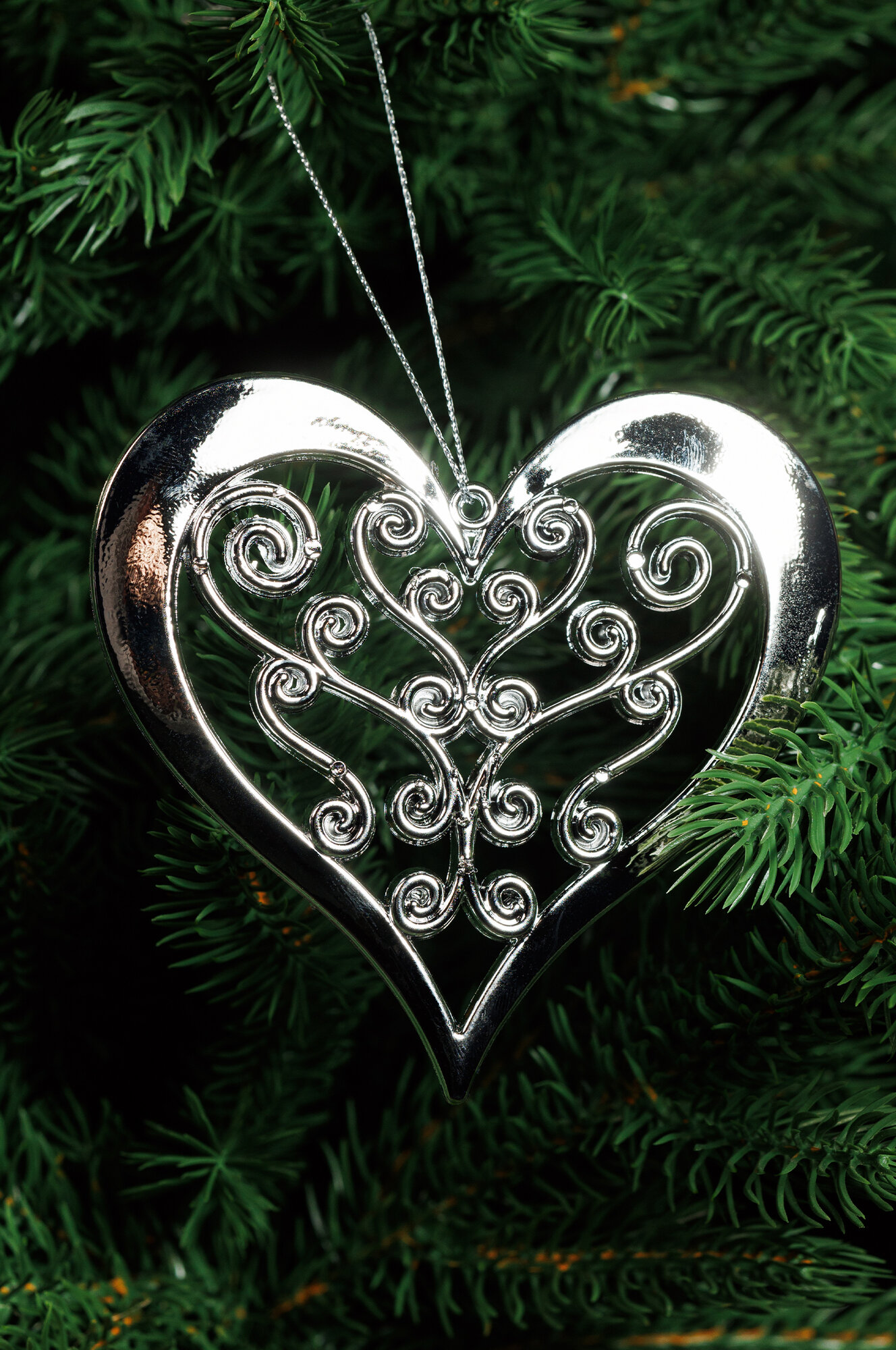 Елочная игрушка KLASSANTA Сердце 808045, серебряный, 10.5 см