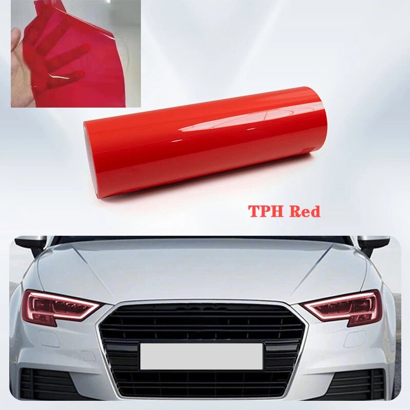 Защитная Пленка Из Искусственной Кожи PPF Для Автомобильных Фар, Задних Red, 30CM X 3M, Красный