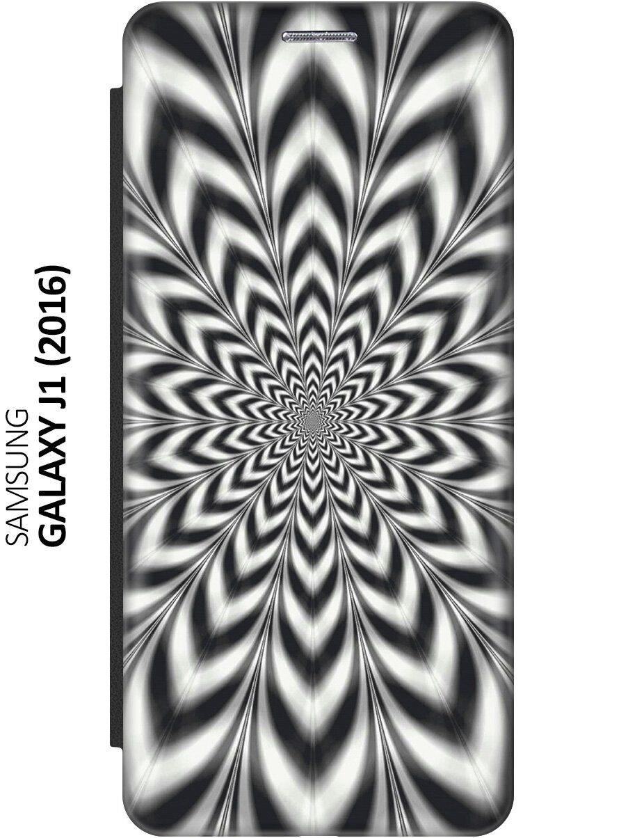 Чехол-книжка Черно-белая иллюзия на Samsung Galaxy J1 (2016) / Самсунг Джей 1 2016 черный