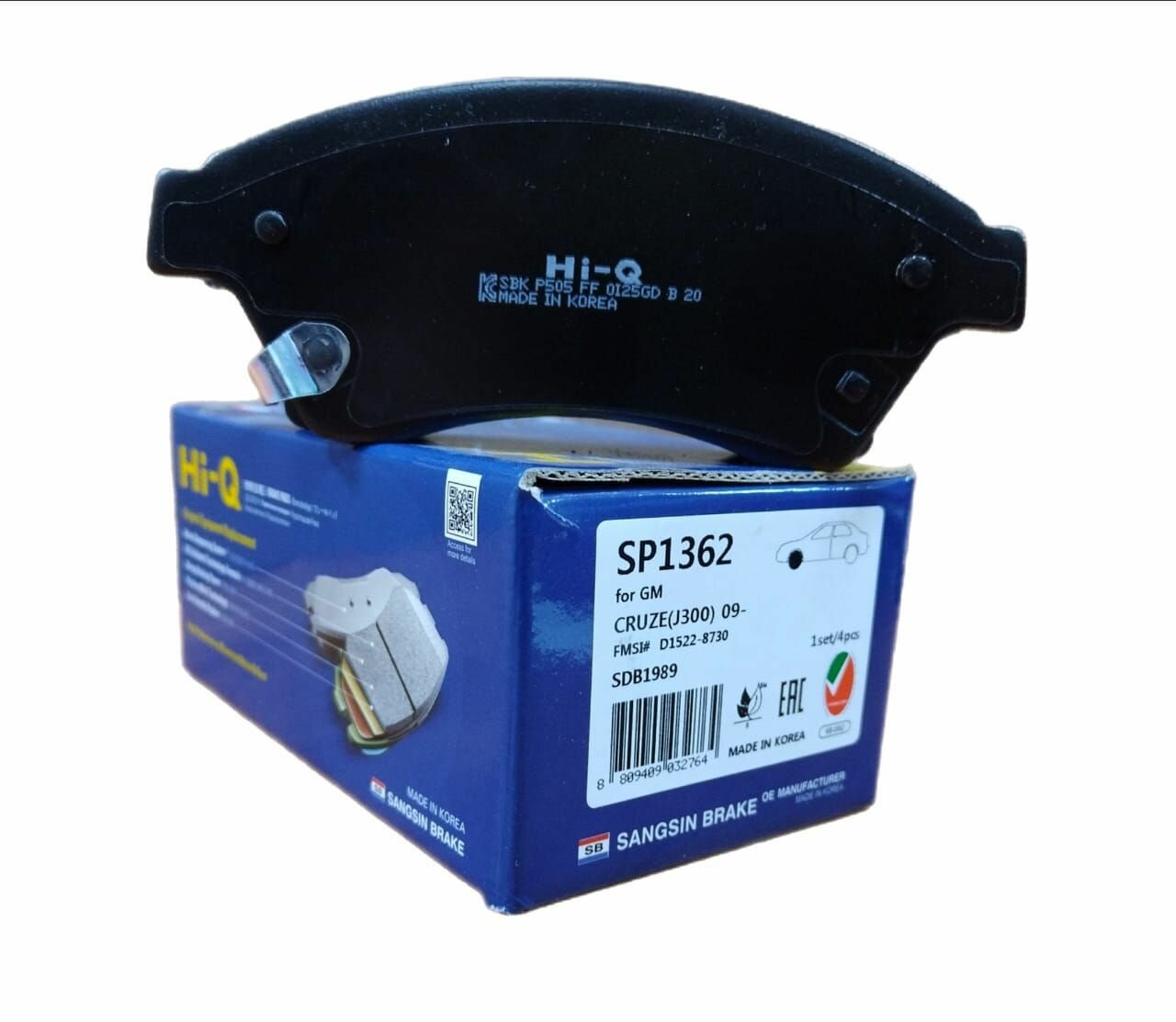 Колодки тормозные передние SANGSIN BRAKE SP1362 для Chevrolet Cruze 09-