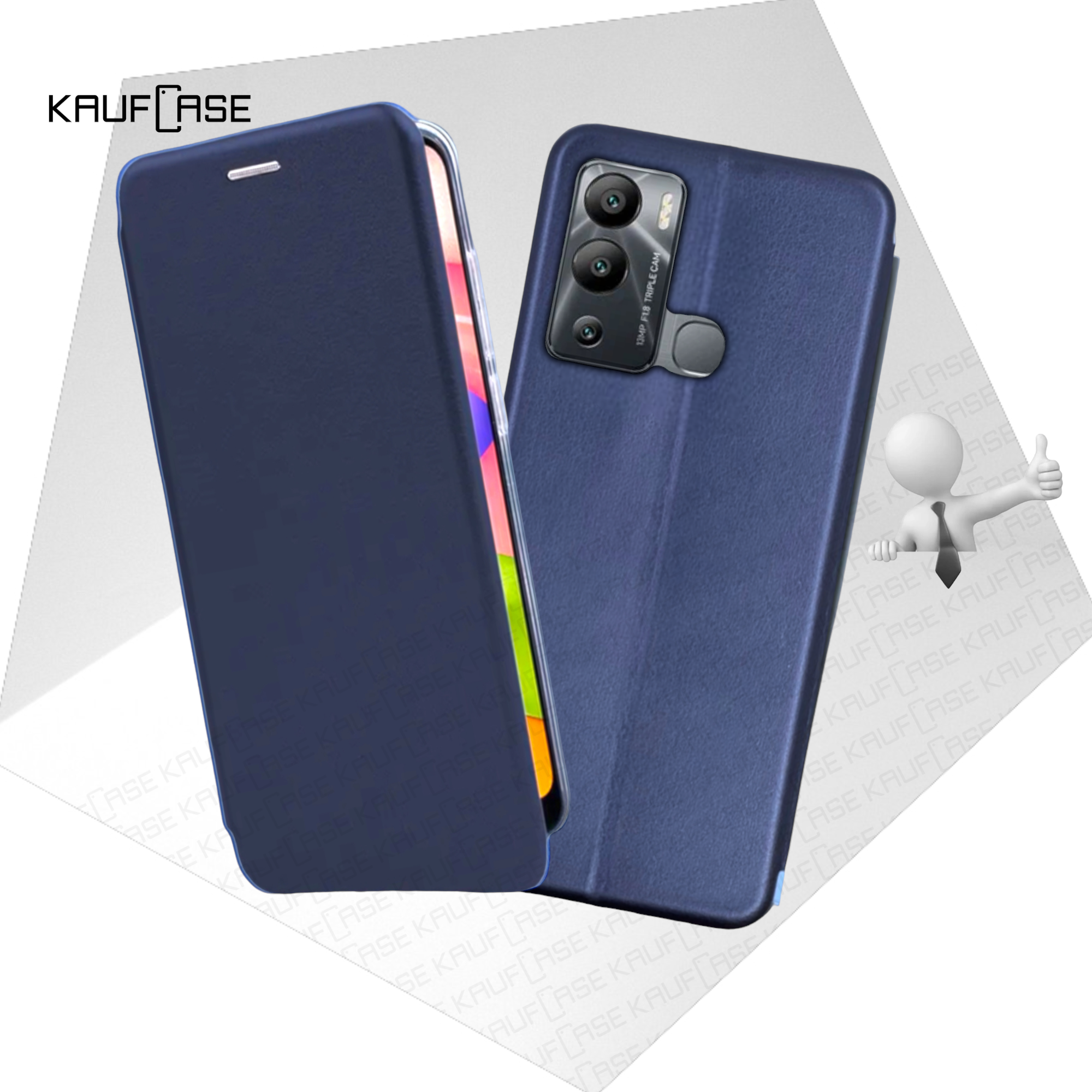 Чехол книжка для телефона Infinix Hot 12i (X665B) (6.6"), темно-синий. Текстура под кожу