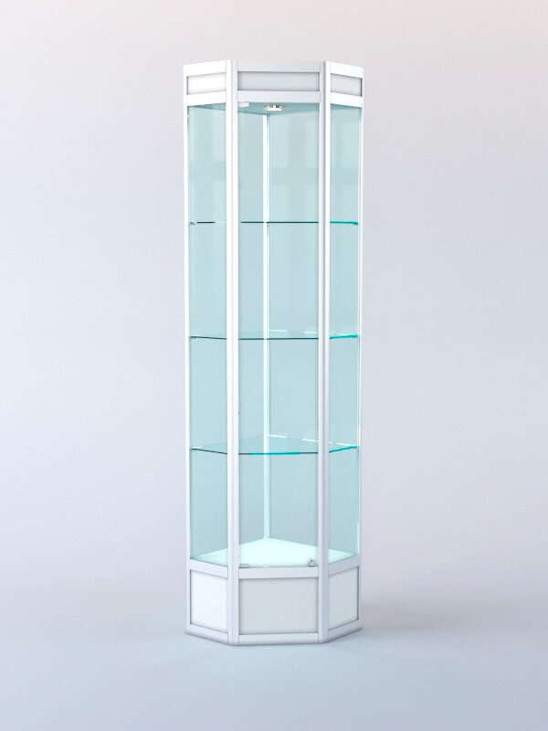 Витрина для музеев вооруженных сил "экспонат" №5-2 угловая (задняя стенка стекло), Белый