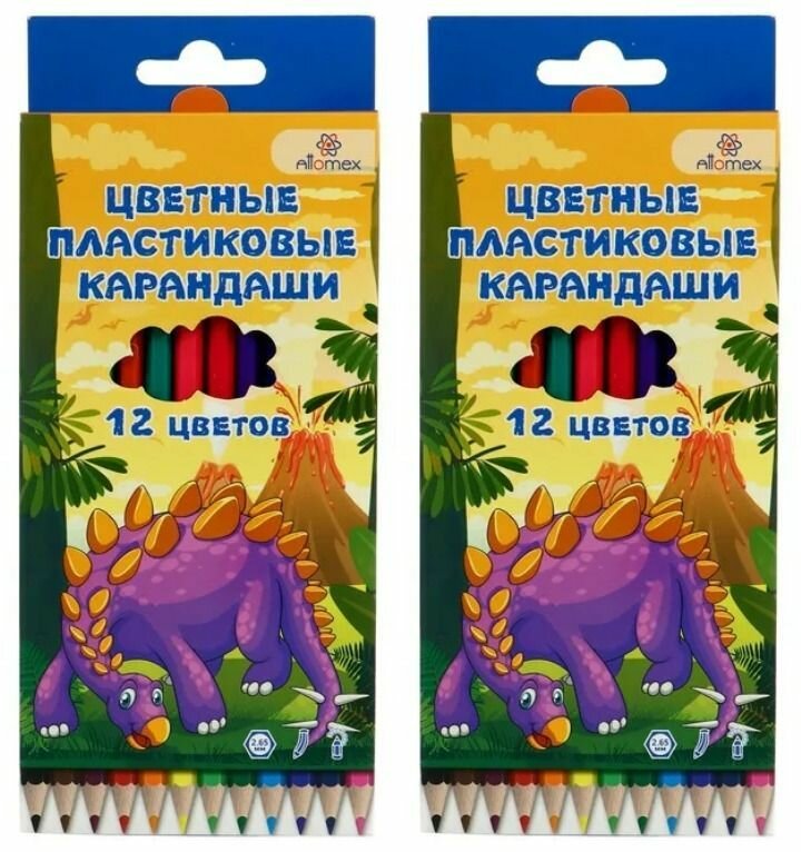 Attomex Карандаши цветные Zoo, 12 цветов, 2 уп