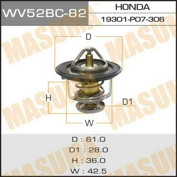 MASUMA WV52BC-82 термостат Honda (Хонда) fit 01-07, Civic (Цивик) 91-95