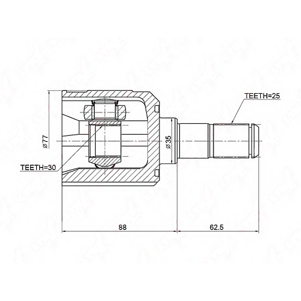 LYNXAUTO ci-3709 (1211MAT15 / 417025 / 4950529A00) шрус внутренний Elantra (Элантра) 1.5-2.0 96-06