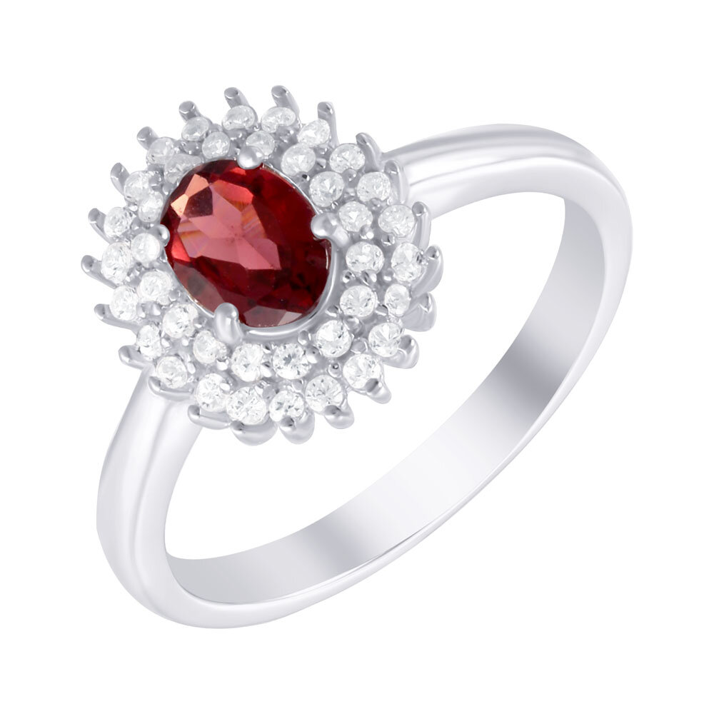 Кольцо, серебро, 925 проба, топаз, гранат