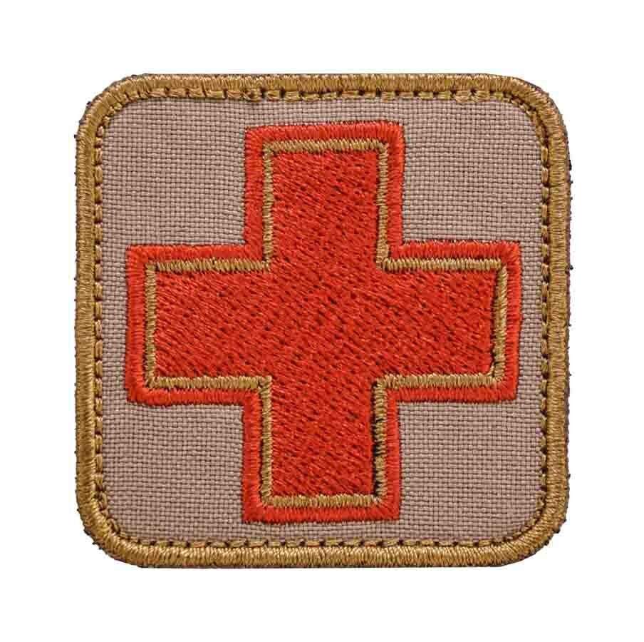 Шеврон на липучке Strike "Красный крест медика" 5см, тан