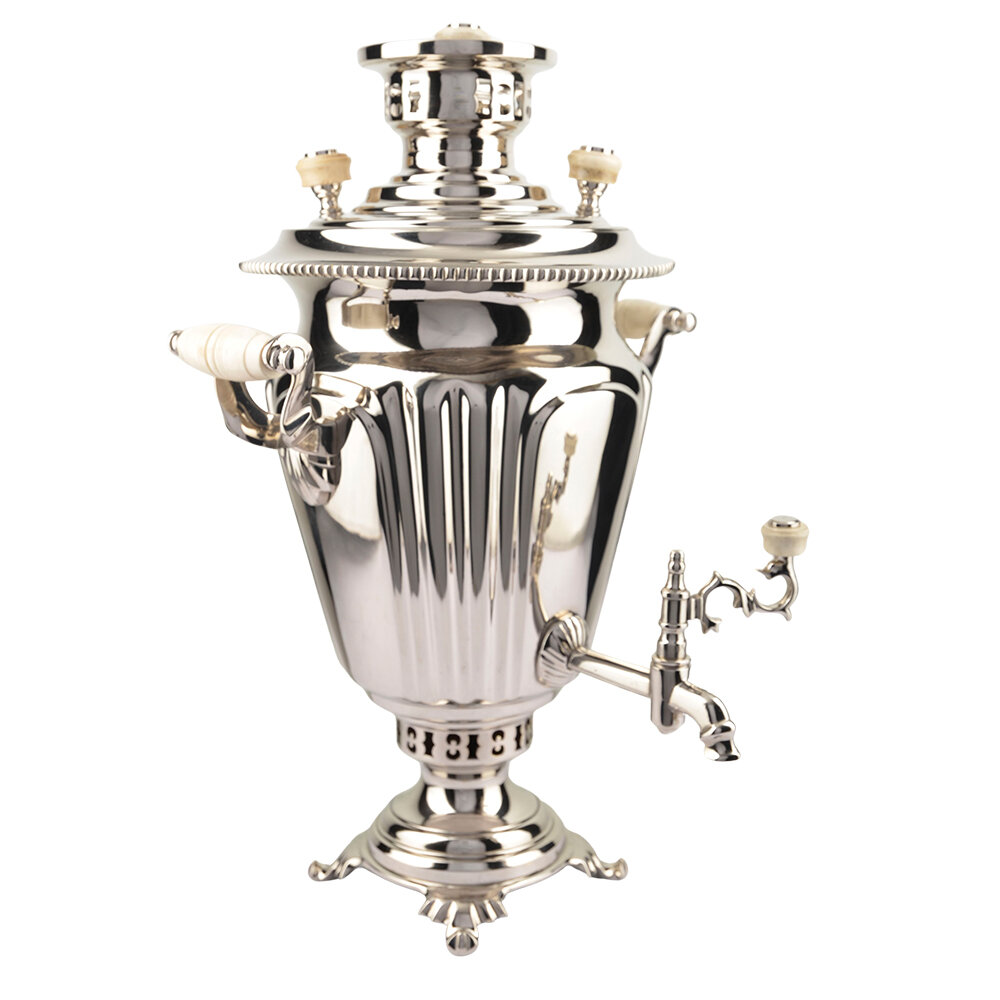 Самовар антикварный на дровах 3 литра формы «Рюмка гранная» ТПЗ, серебристый