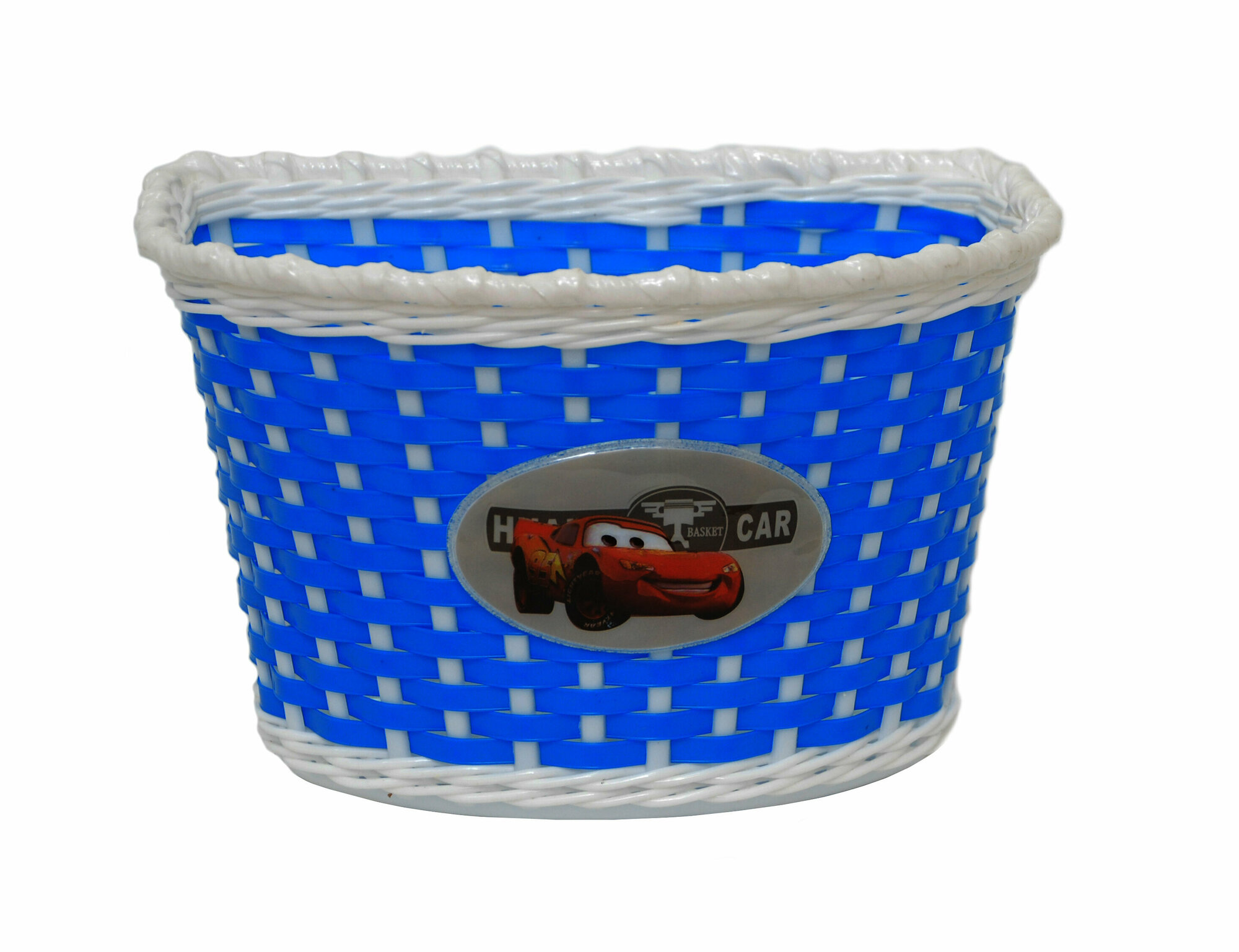 Корзина велосипедная детская 24х16,5х15,5см пластмассовая универсальное крепление на руль 2-мя ремешками, сине-белая