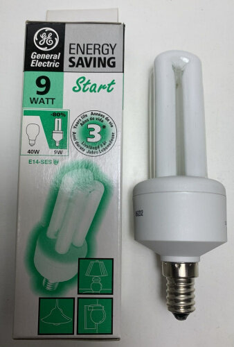 Лампы люминесцентные Start GE, E14 9W 6500K (дневной белый свет), 5 штук