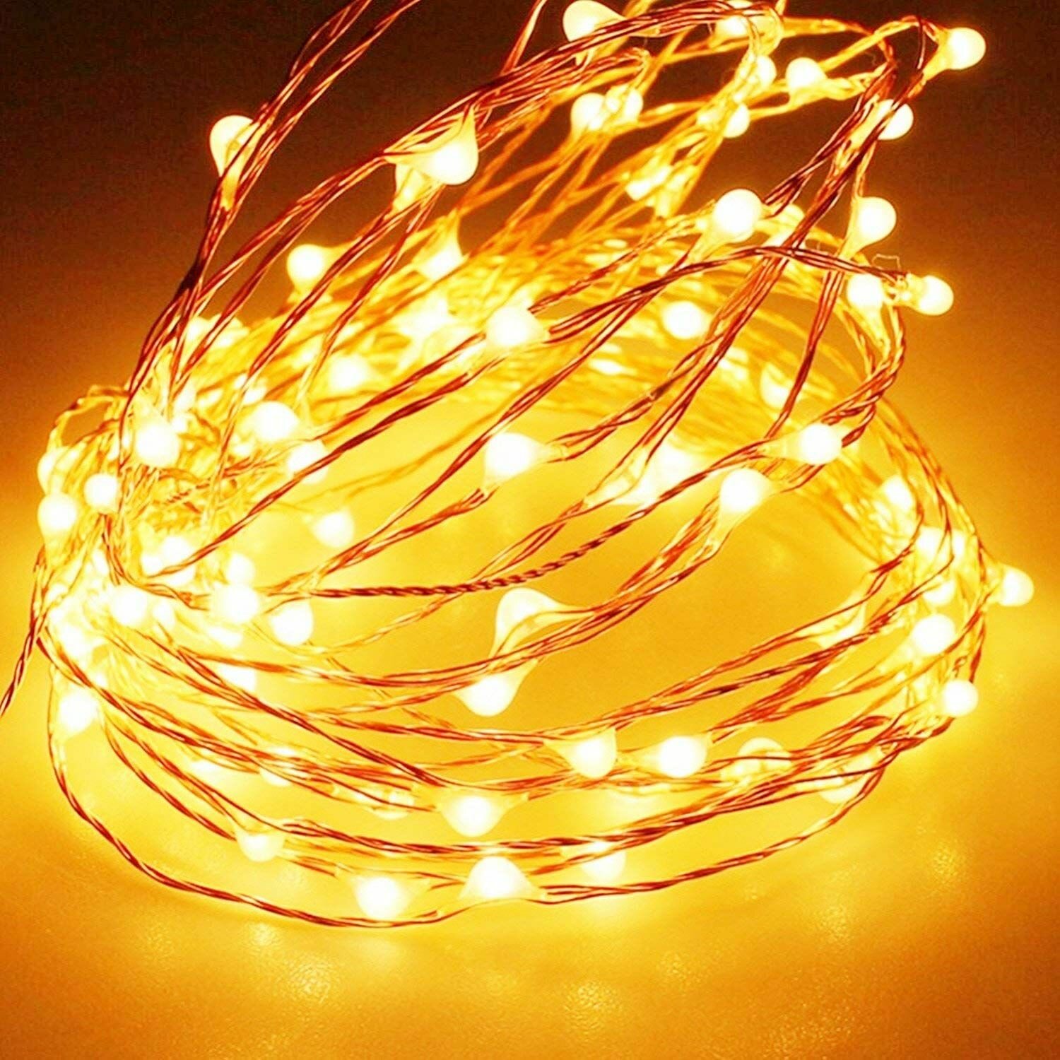 2 шт/лот. Гирлянда «Нить» 5 м роса, IP20, серебристая нить 50 LED, свечение желтое, USB