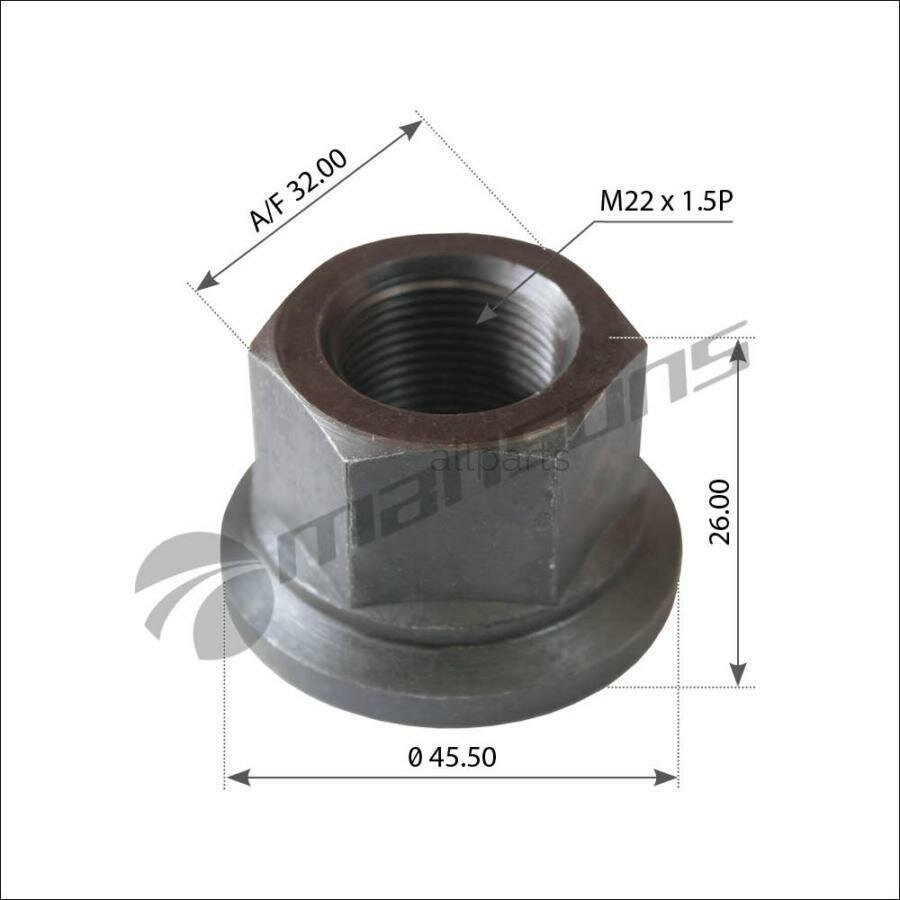 MANSONS 600072 гайка! колесная с вращающейся юбкой M22x1.5 H=26 SW32\ Omn MB, MAN, BPW