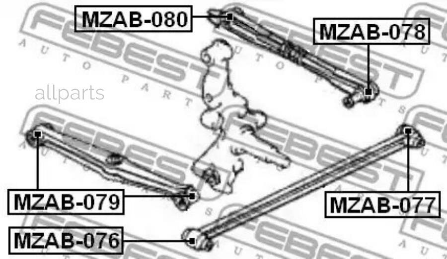 FEBEST MZAB076 сайлентблок задней подвески!\ Mazda 323 BG 89-94