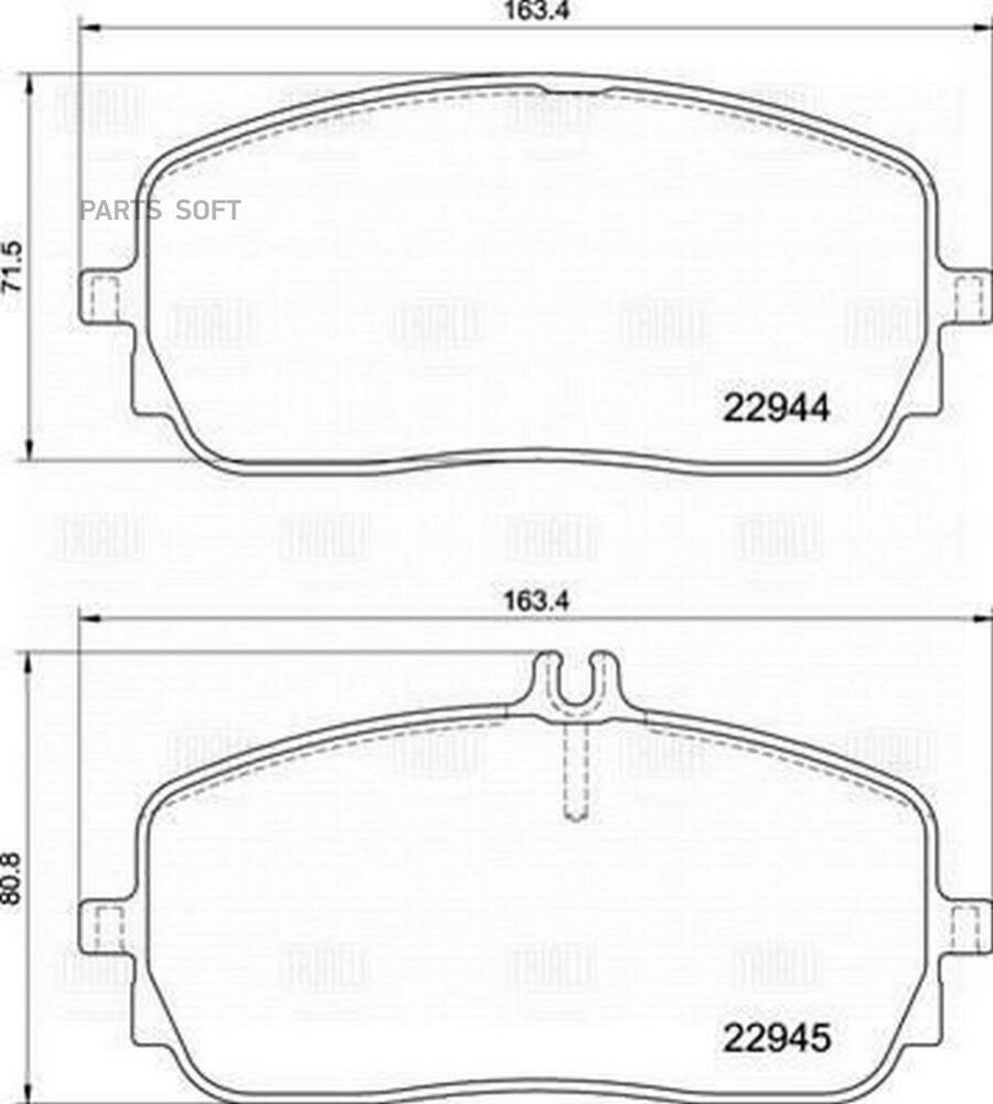 Колодки тормозные дисковые передние для MERCEDES-BENZ A-CLASS, CLA / Trialli PF 2245, 4 шт.