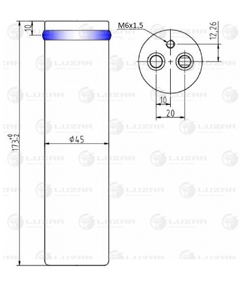 LUZAR lcr-2505 ресивер-осушитель конд. для а / м Mazda (Мазда) 3 (03-) / 5 (05-) (lcr 2505)