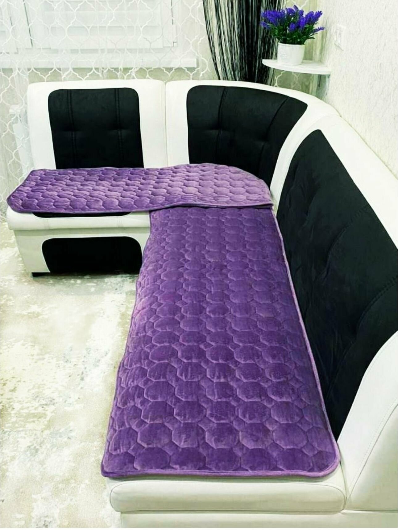 Чехол на угловой кухонный диван Tekstils Shop, сиреневый, 150 х 50, угловой, с кантом