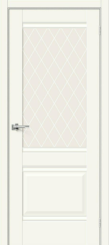 Дверь Прима-3 / Цвет Alaska / Стекло White Сrystal / Двери Браво