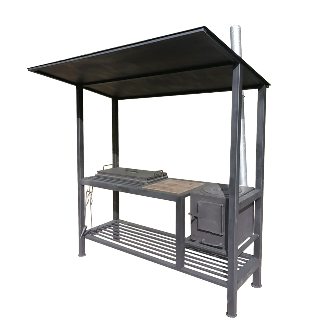 Мангал в стиле лофт AL-1 с профилями 50х50, крышкой и печкой 50*50