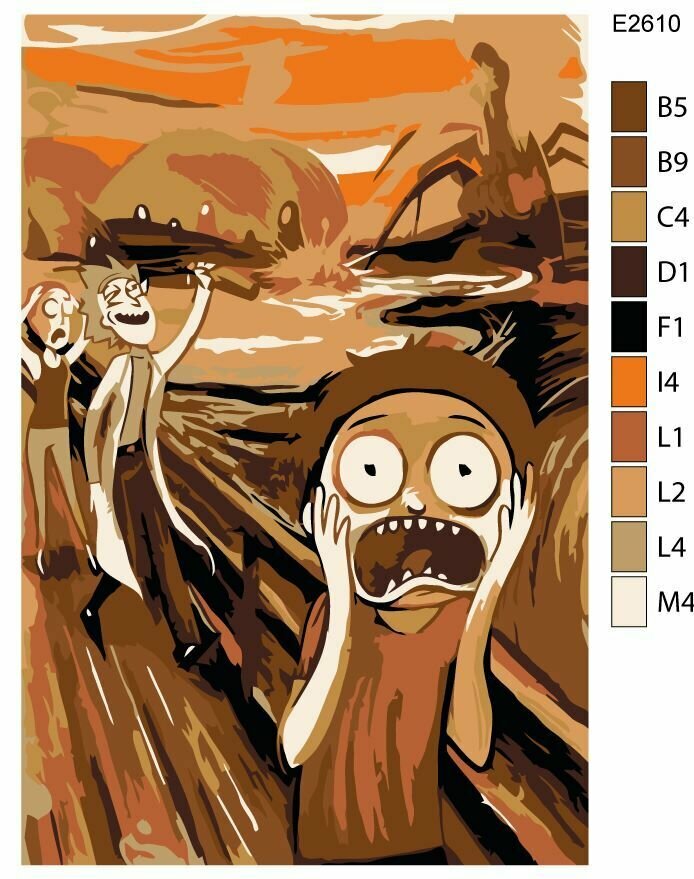 Детская картина по номерам E2610 "Мем картина Рик и Морти" 20x30