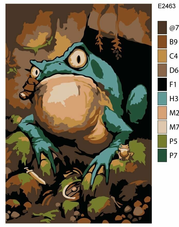 Детская картина по номерам E2463 "Лягушки. Гигантская жаба" 20x30