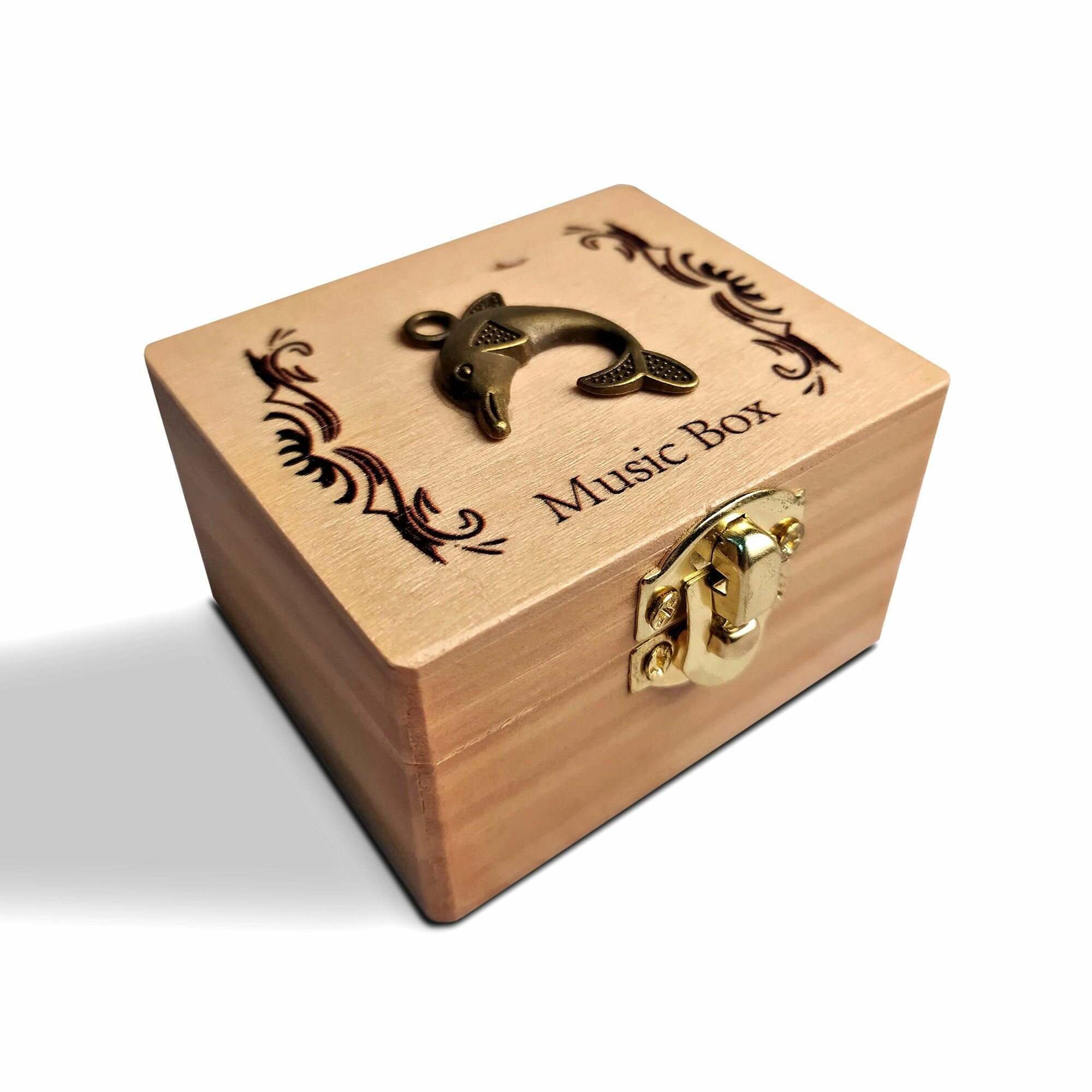 Музыкальная деревянная шкатулка-шарманка "Дельфин" с мелодией К Элизе Бетховен
