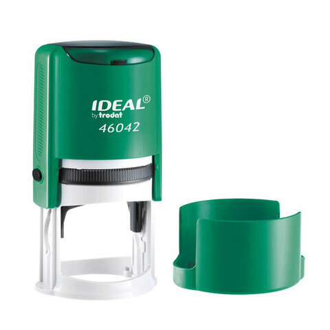 Оснастка для печатей оттиск D=42 мм, синий, TRODAT IDEAL 46042, корпус изумруд, крышка, подушка,191407