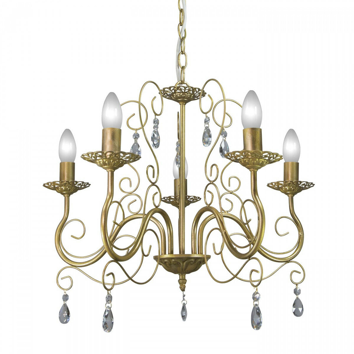 Люстра подвесная 5 ламп свечи золото Петрасвет Россия S1197-5