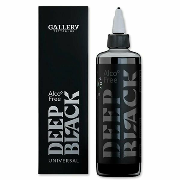 Универсальная чёрная Краска для тату черная DEEP BLACK GALLERY TATTOO INK, 200 мл