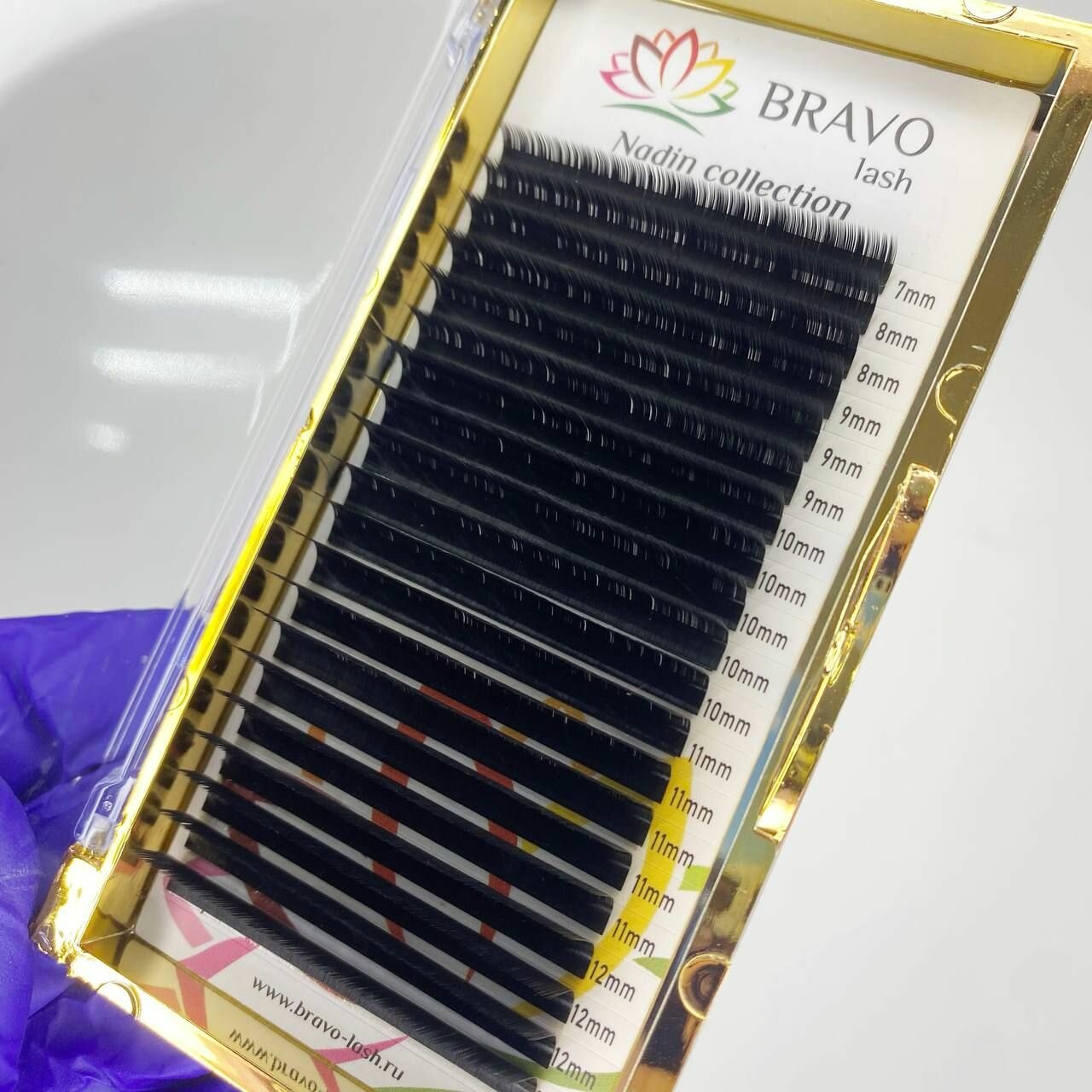 Ресницы D 0.07 12 мм BRAVO lash - 20 линий, черные, отдельная длина