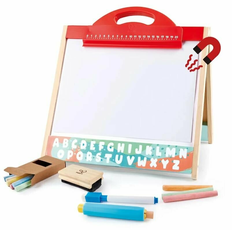 Мольберт детский для рисования двухсторонний магнитный складной "Идем в магазин" Hape