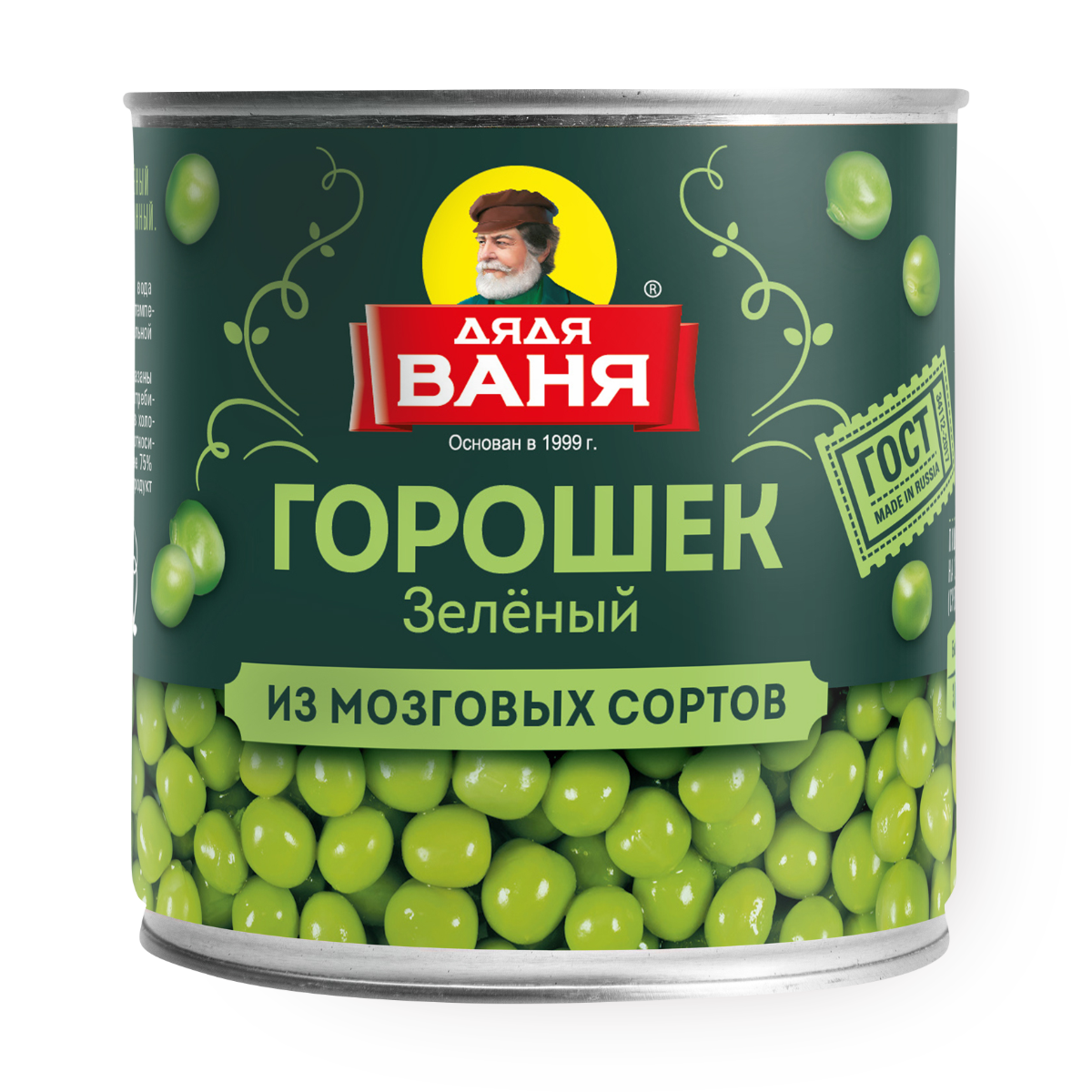 Горошек зелёный Дядя Ваня, в собственном соку, без добавок, 350 г