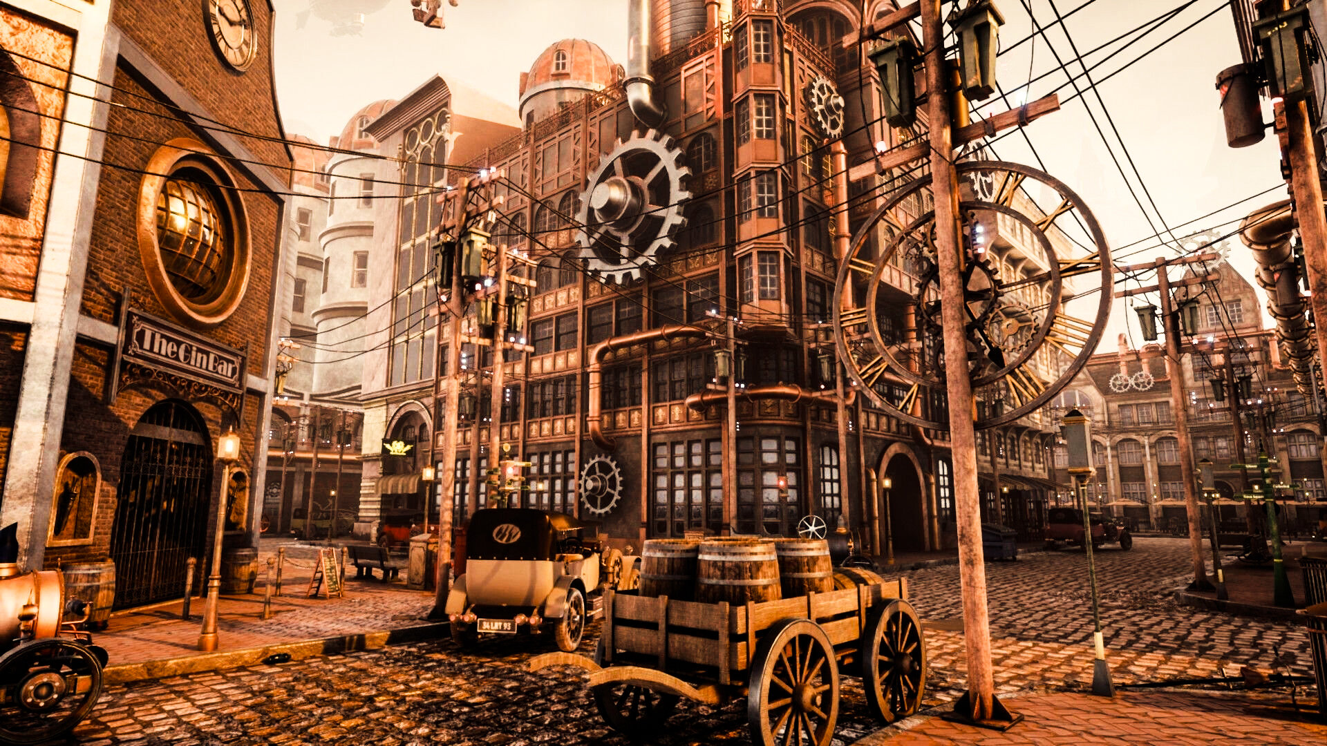 Картина на стену "Стимпанк-улица"мини.