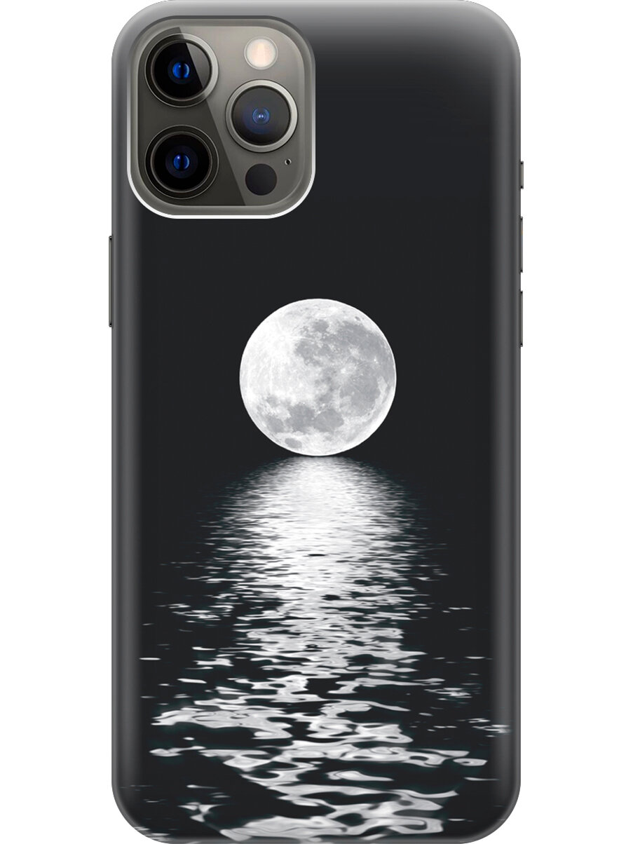 Силиконовый чехол на Apple iPhone 12 Pro Max / Эпл Айфон 12 Про Макс с рисунком "Луна над морем"