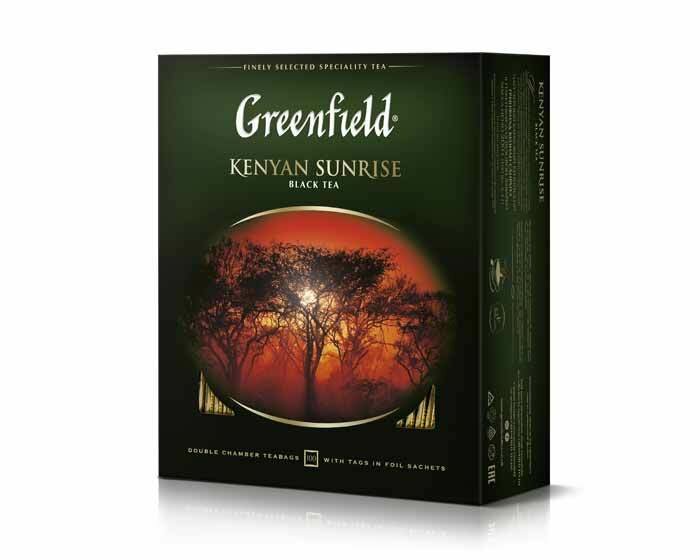 Чай черный в пакетиках из фольги Greenfield Kenyan Sunrise, 100 пак/уп (Гринфилд)