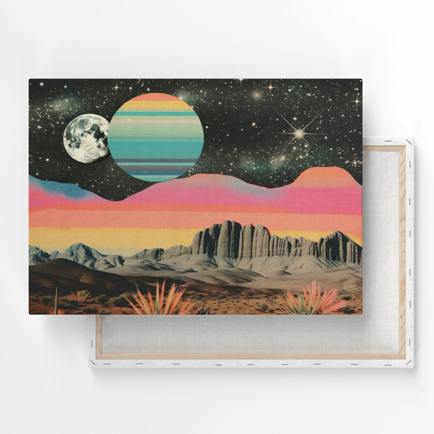 Картина на холсте, репродукция / Сюрреализм - Горы и космос / Размер 40 x 53 см