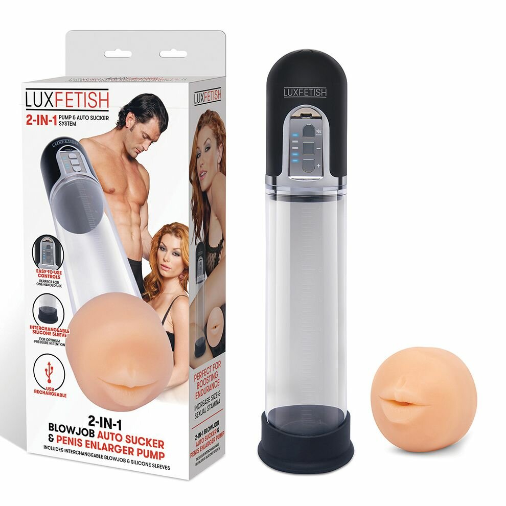Автоматическая вакуумная помпа 2 в1 Blowjob Auto Sucker & Penis Enlarger Pump