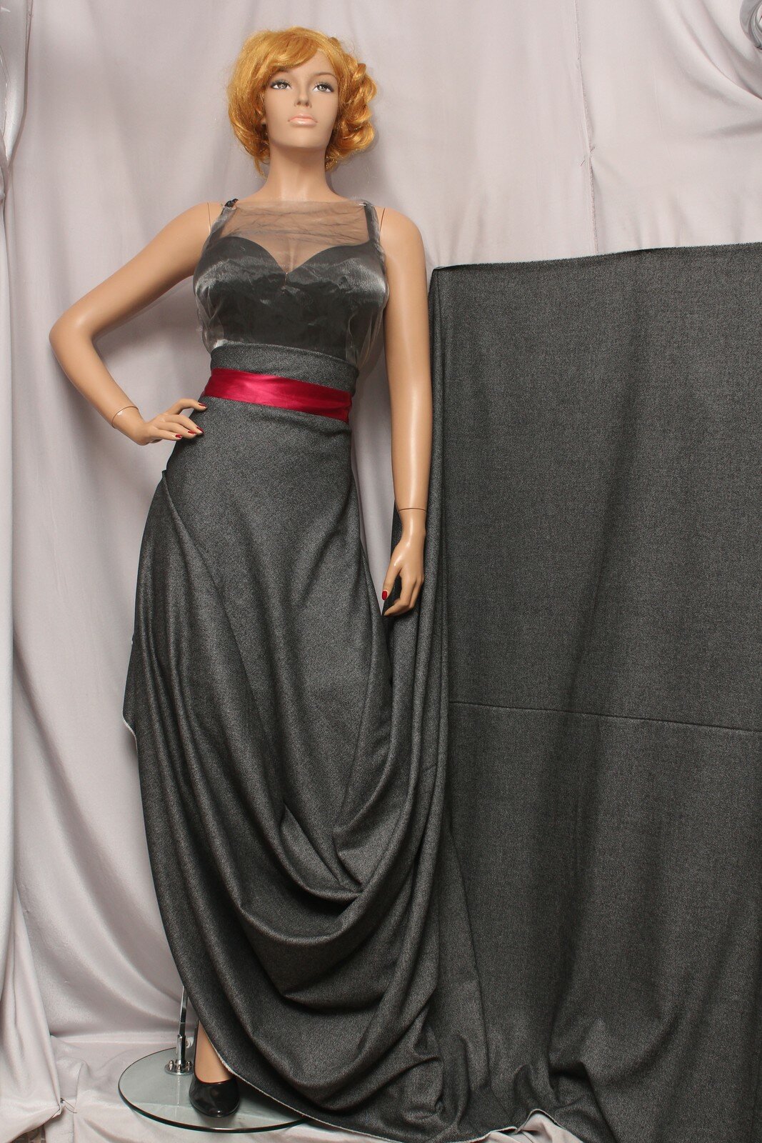 Ткань Твид костюмный «Willi Schmitz» серо-чёрный, 330 г/пм, ш152см, 0,5 м