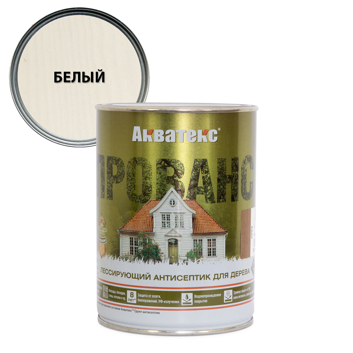 Антисептик для дерева акватекс прованс лессирующий, полуматовый 0,75л белый