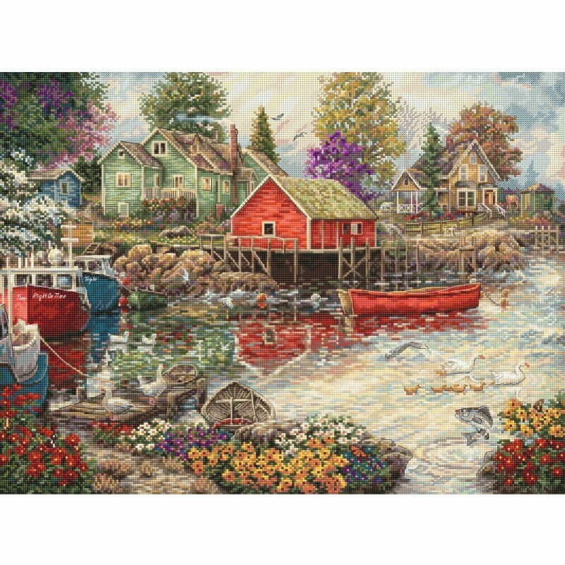 Набор для вышивания LetiStitch #L8077 Quiet Cove (Тихая бухта), Счетный крест, 42 х 32 см