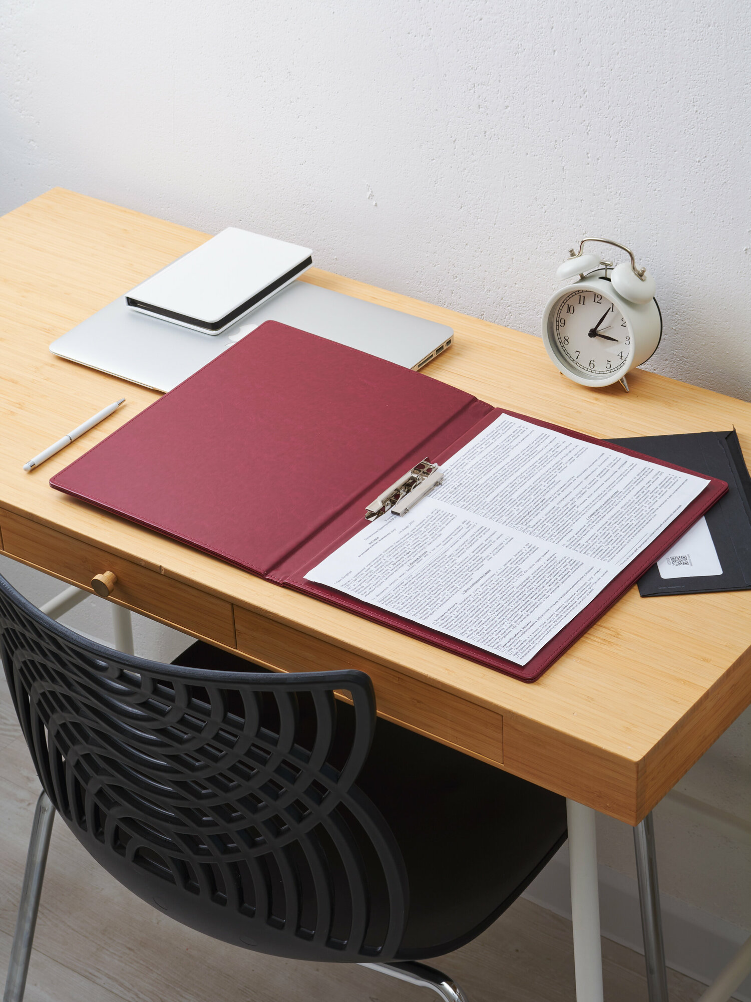 Папка ArtLez А4, цвет бордовый, экокожа, с прижимным механизмом