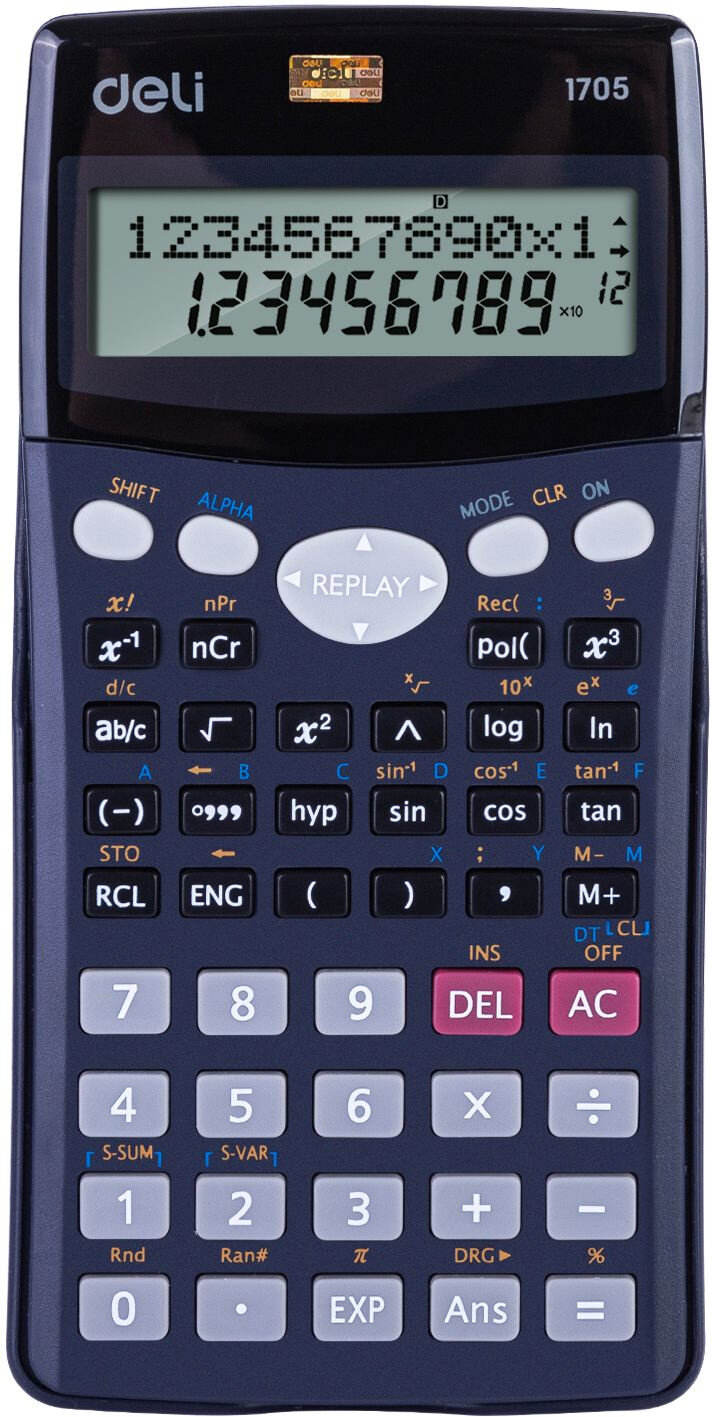 Калькулятор научный Deli E1705 черный, дисплей: 10+2-разрядный