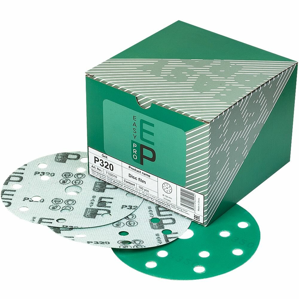 EASY PRO Круг абразивный на пленке 150 мм P320 15 отв. (1уп. х100шт.)