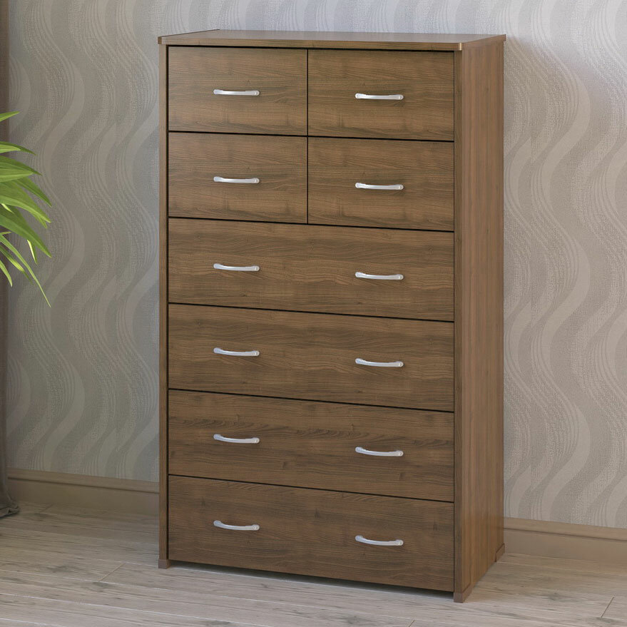 Высокий комод с 4 широкими и 4 узкими ящиками МагМебель ТмКМ-63 орех